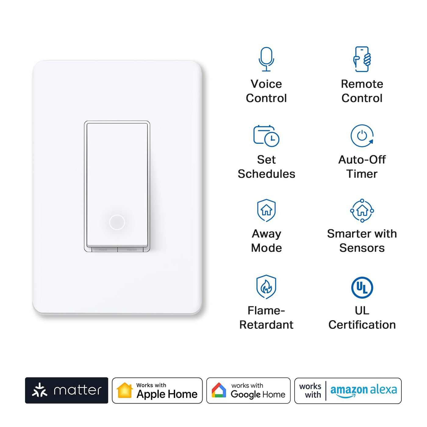 Tapo Matter Compatible Smart Light Switch, Single Pole Tapo S505(2-Pac
